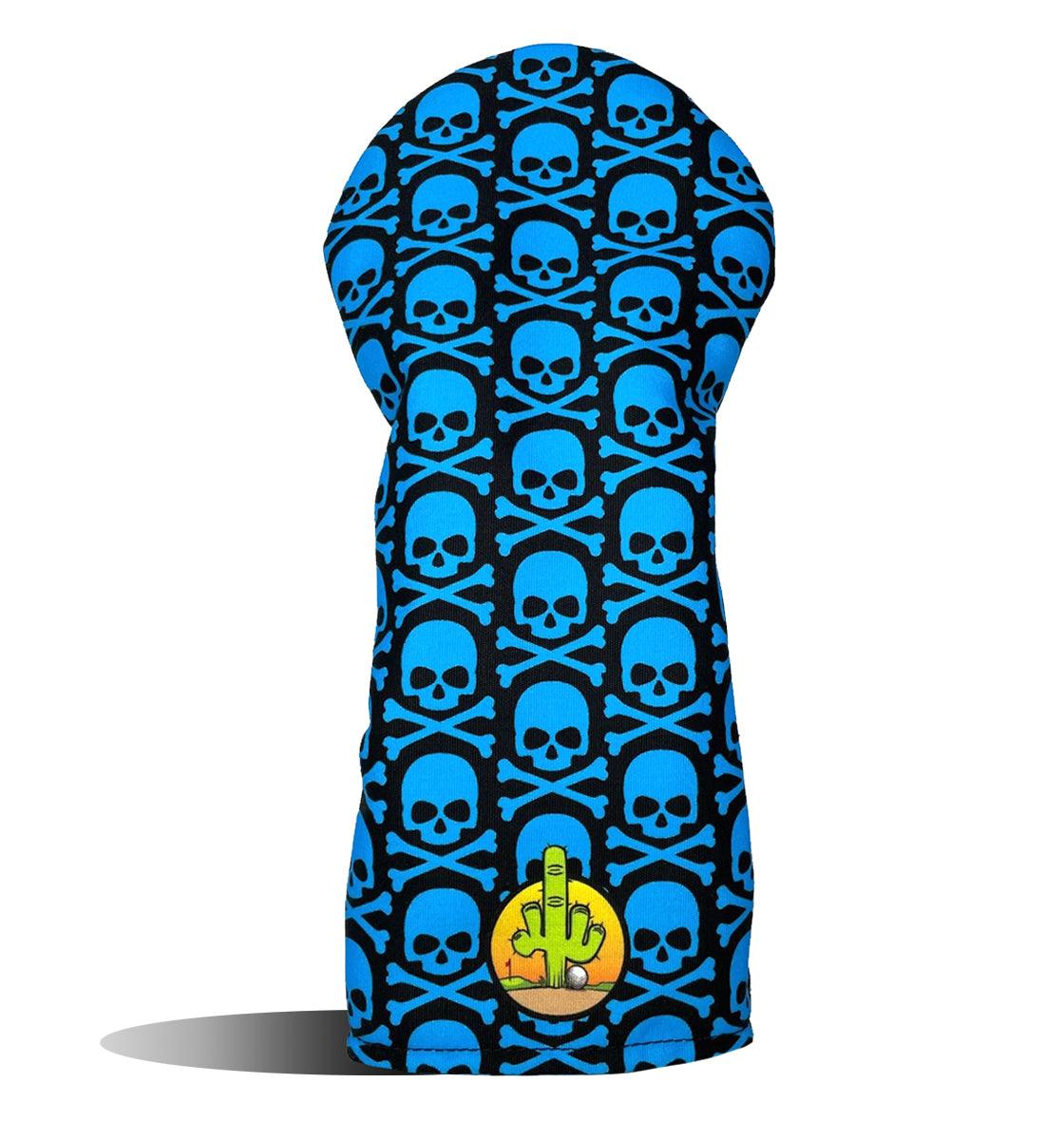 Golf Headcovers - Neon Blue Skull Crossbones - Driver - Wear It Golf