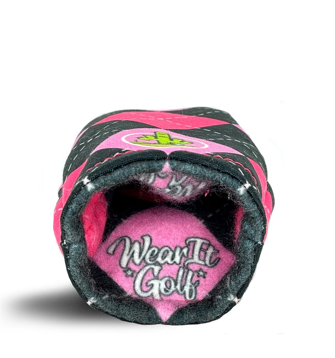 Golf Headcovers - Pink & Black Argyle Plaid - Hybrid - Wear It Golf